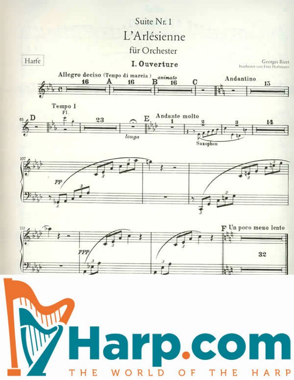 Harp Sheet Music: L'Arlesienne Suite No 1 (harp part) by BIZET, G. Harp Sheet Music: L'Arlesienne Suite No 1 (harp part) by BIZET, G.
