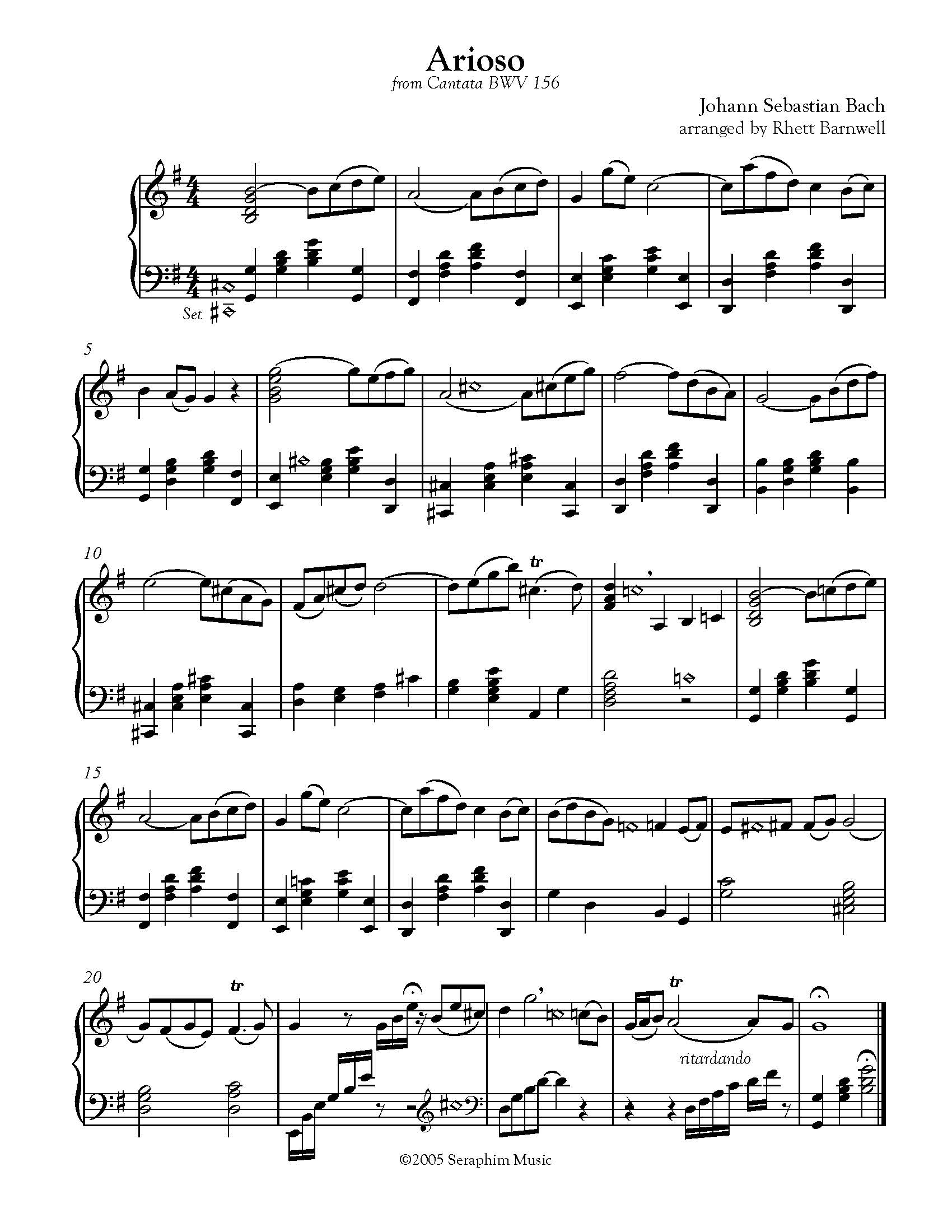 Harp Sheet Music: Arioso by BACH, J.S./BARNWELL