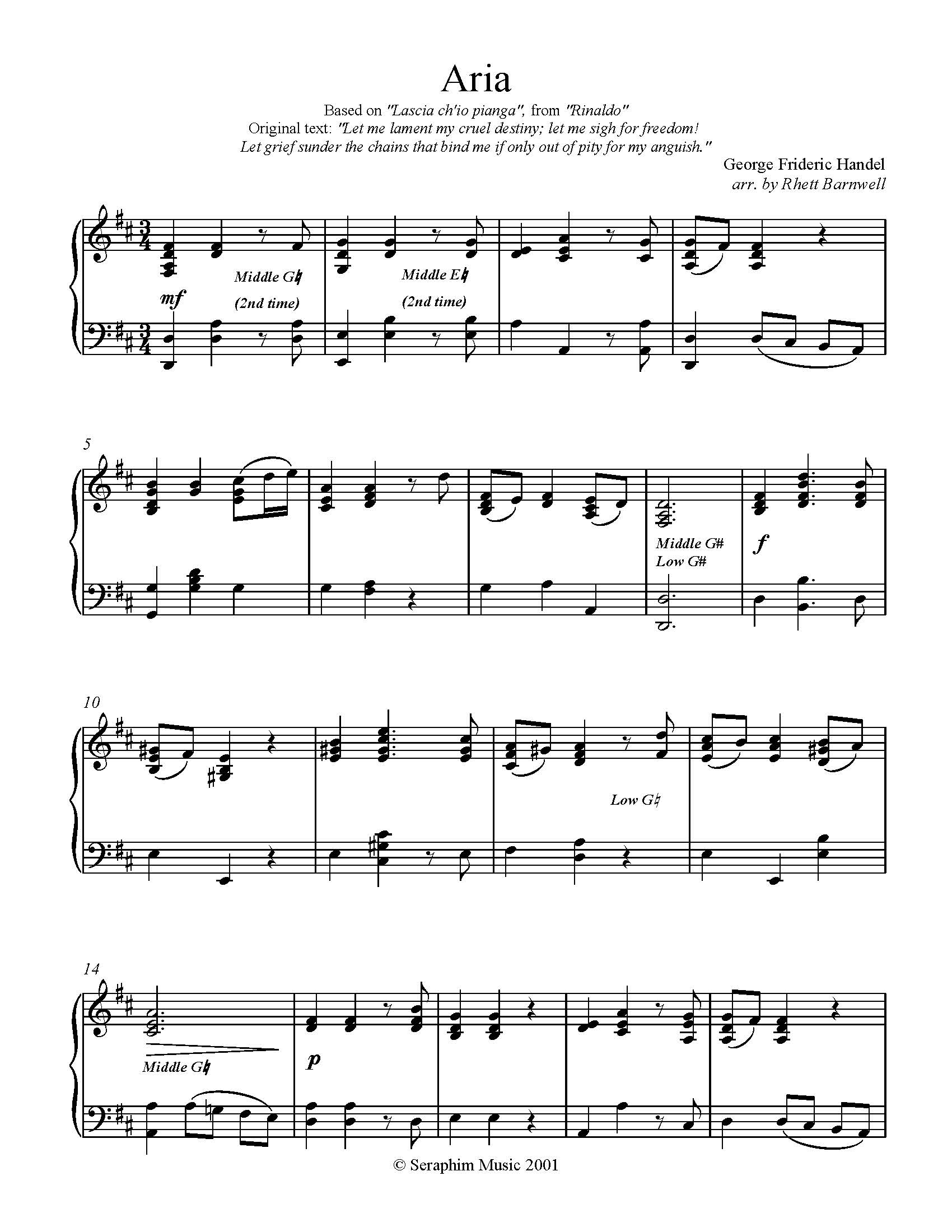 Aria from Rinaldo for solo harp - Harp.com