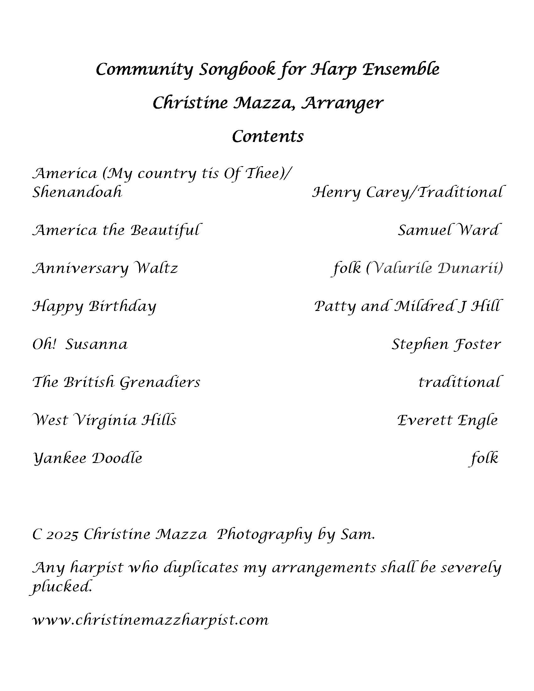 Community Songbook for Harp Ensemble - Harp.com